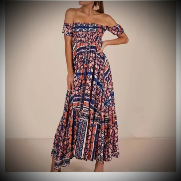 Jaase | Dresses | Jaase Boho Inspired Offtheshoulder Maxi Dress | Poshmark